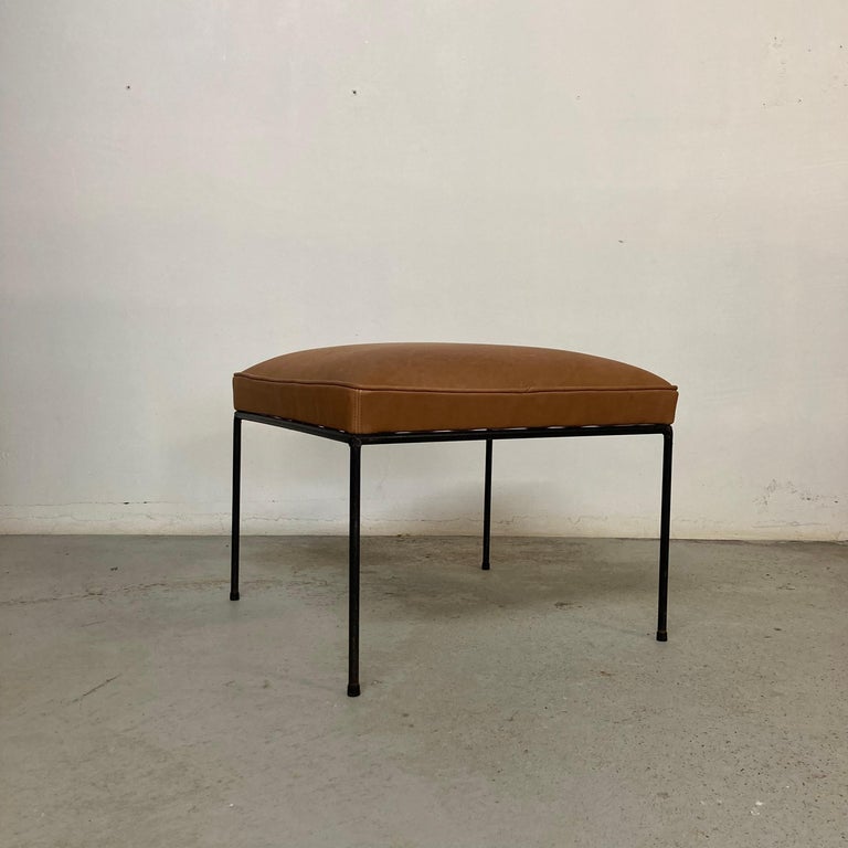 Paul McCobb Mid-Century Iron Stool with New Leather Upholstery For Sale ...