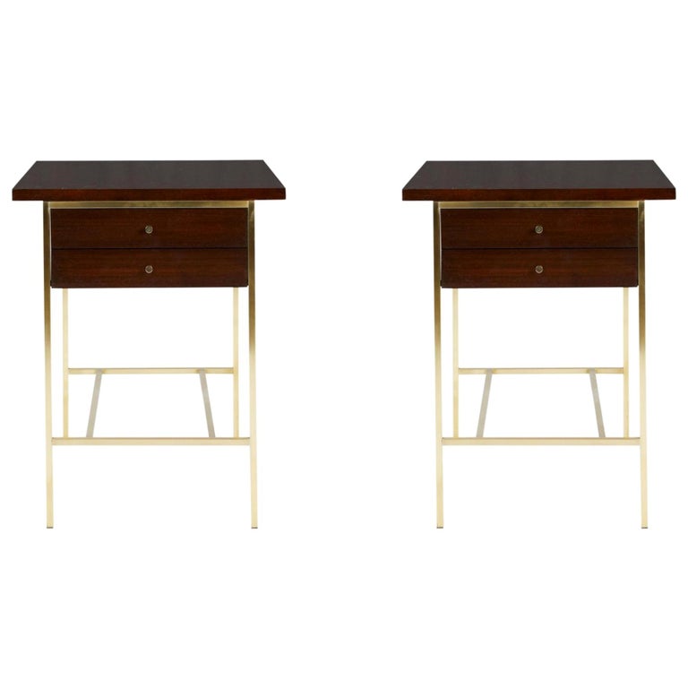 Paul McCobb Nightstands End Tables on Brass Bases at 1stDibs
