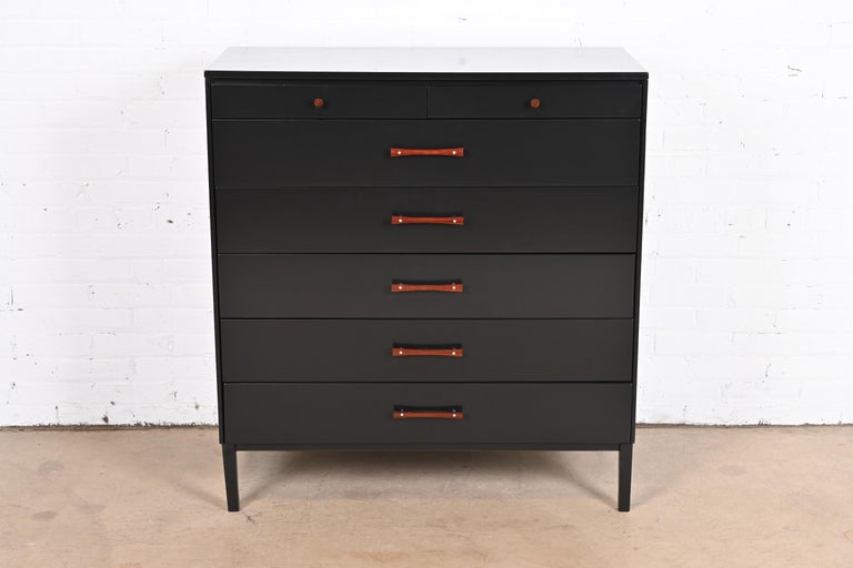 Paul McCobb Perimeter Group Black Lacquered Highboy Dresser, Newly ...