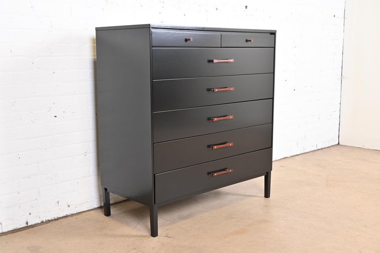 Paul McCobb Perimeter Group Black Lacquered Highboy Dresser, Newly ...