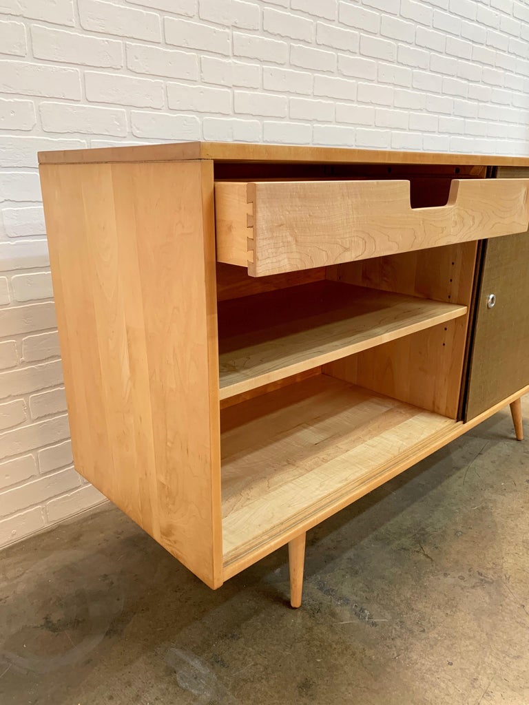 Paul McCobb Planner Group Cabinet with Original Grasscloth Doors at 1stDibs