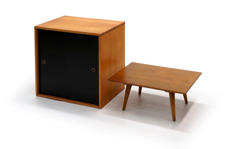 Paul McCobb Small Cabinet on Table Base with Sliding Doors, One-Shelf ...