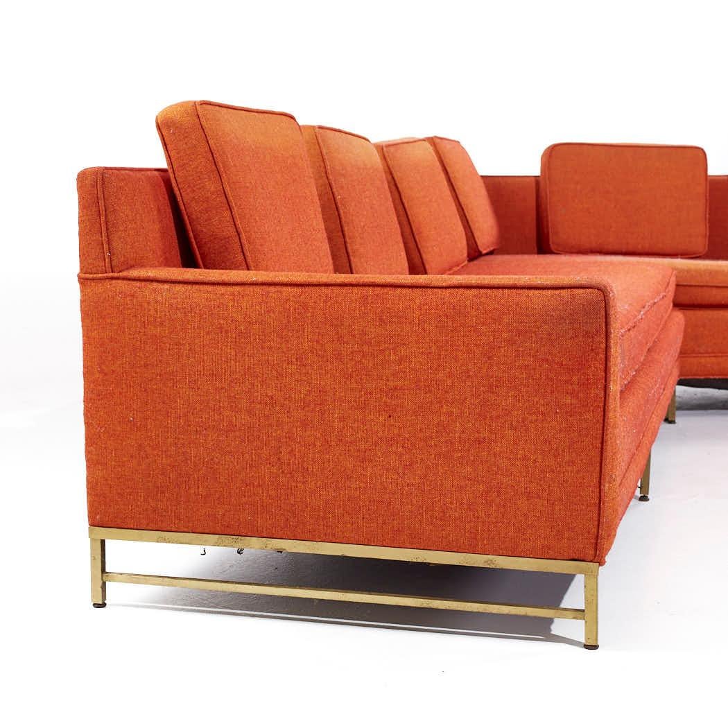 Paul McCobb Style Rowe Mid Century Brass Sectional Sofa For Sale at 1stDibs