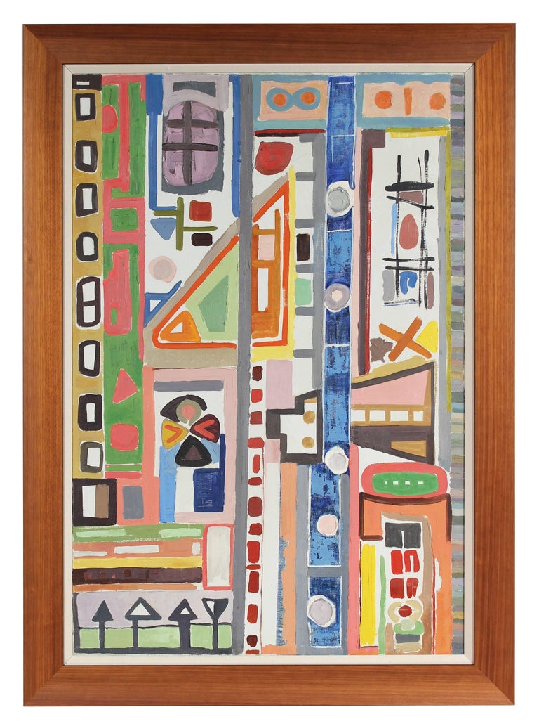 Paul McCoy - Bright Abstracted Oil Painting, Mid 20th Century For Sale ...