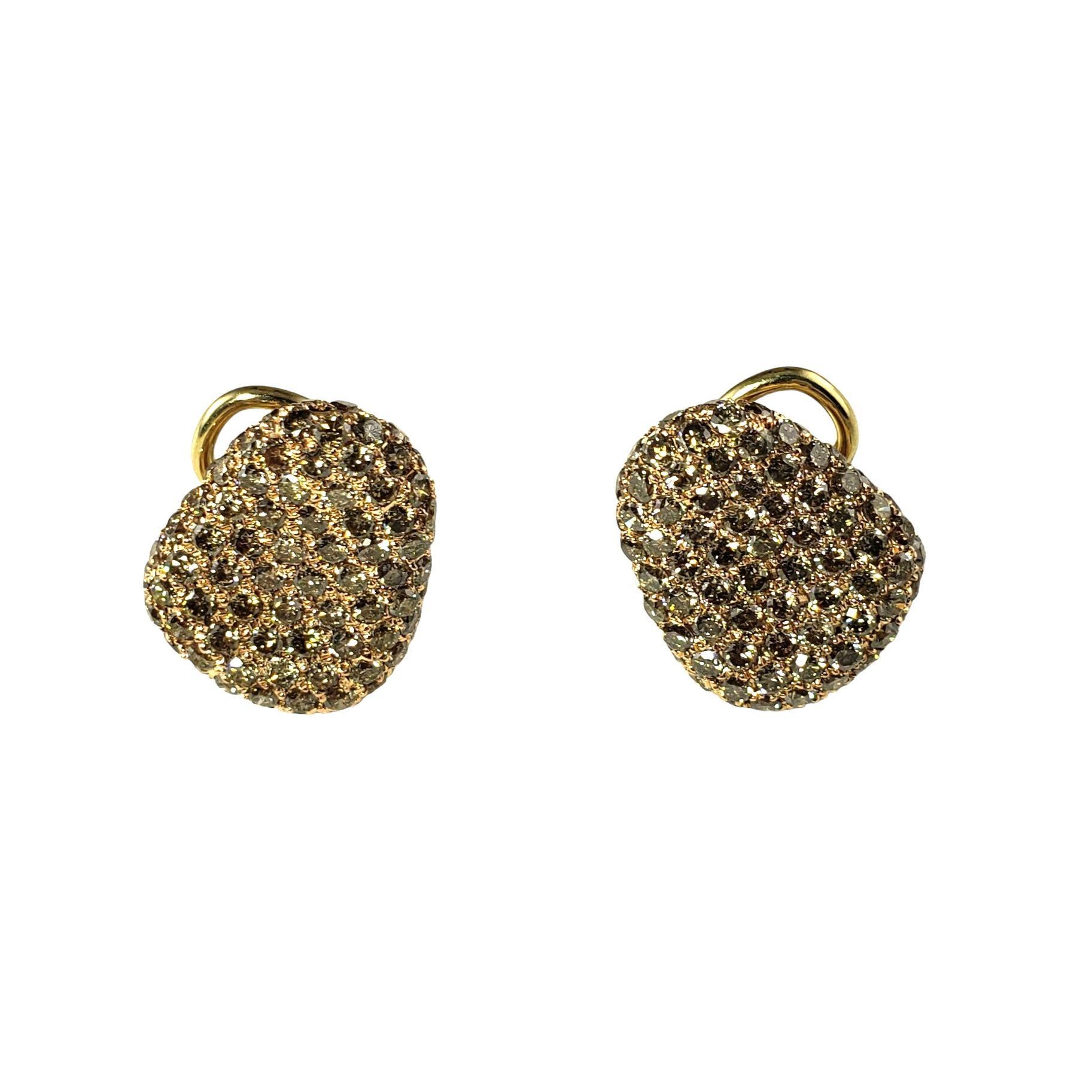 Paul Morelli 18 Karat Rose / Yellow Gold Pave Diamond Pebble Earrings ...