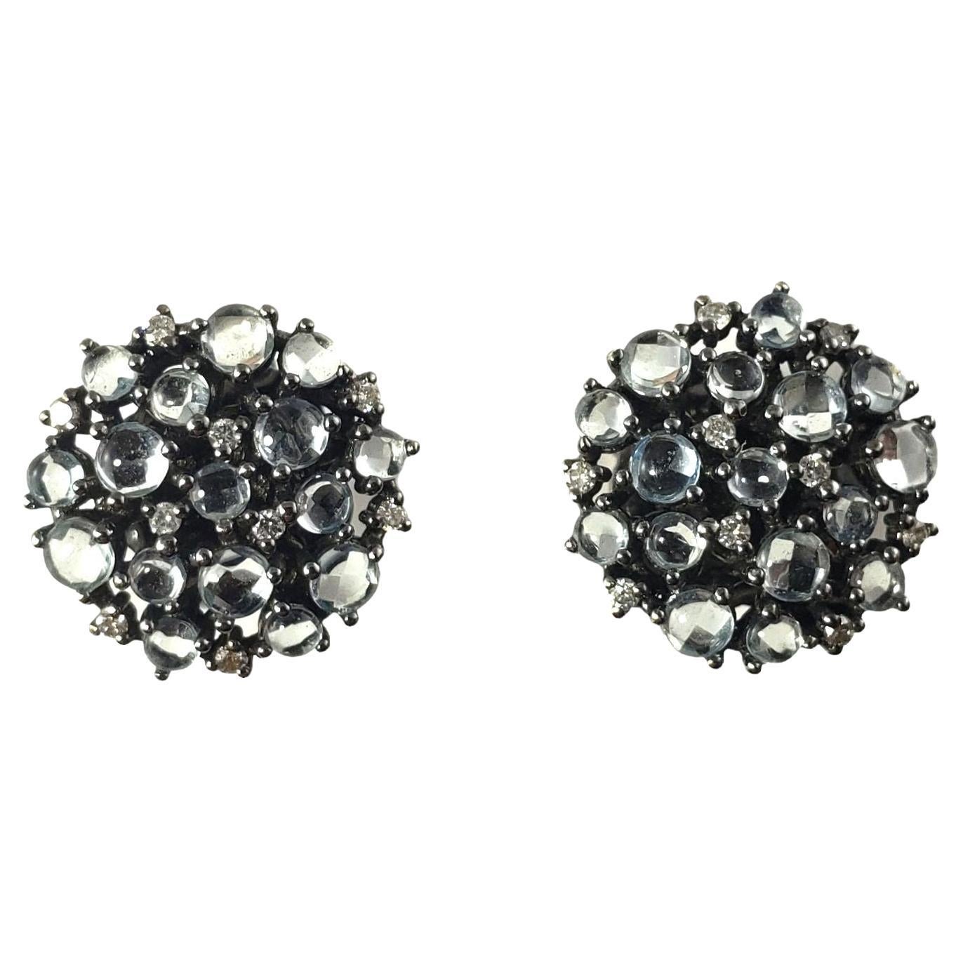Paul Morelli Pearl and Aquamarine Cluster Earrings at 1stDibs