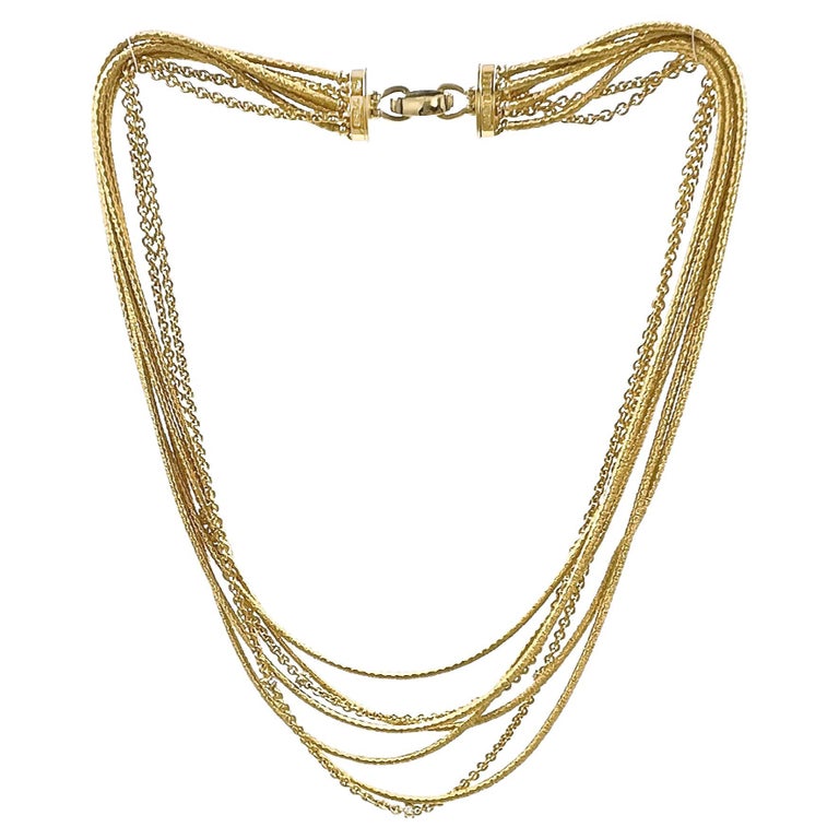 Paul Morelli 18k Yellow Gold Diamond Spaghetti Necklace at 1stDibs