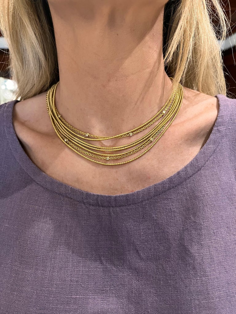 Paul Morelli 18k Yellow Gold Diamond Spaghetti Necklace at 1stDibs