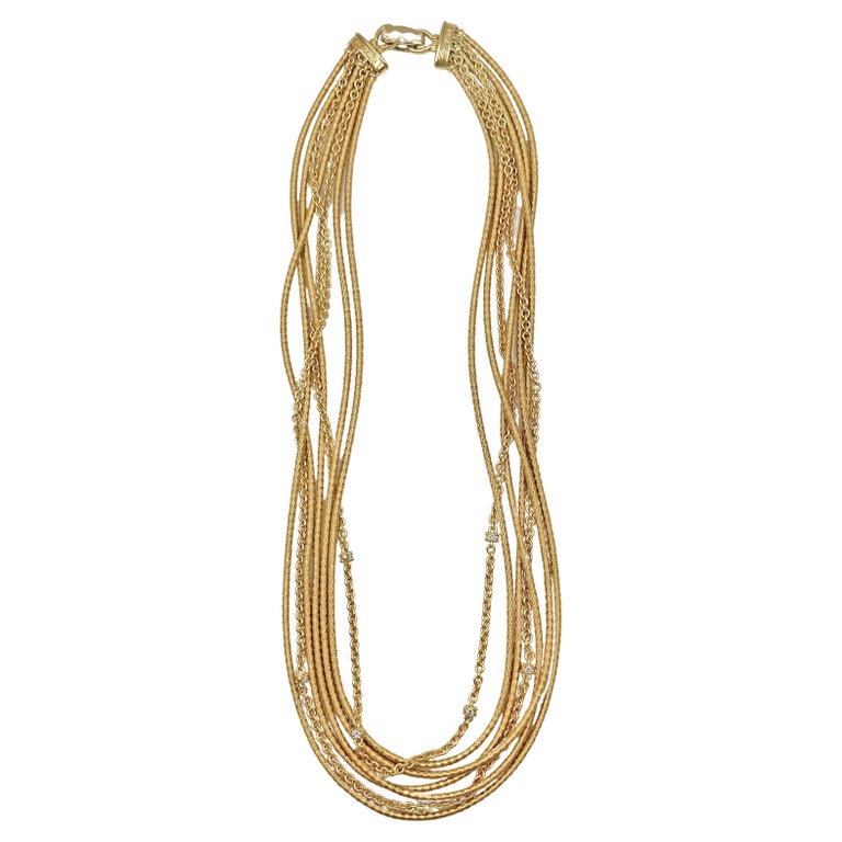 Paul Morelli 18k Yellow Gold Diamond Spaghetti Necklace at 1stDibs