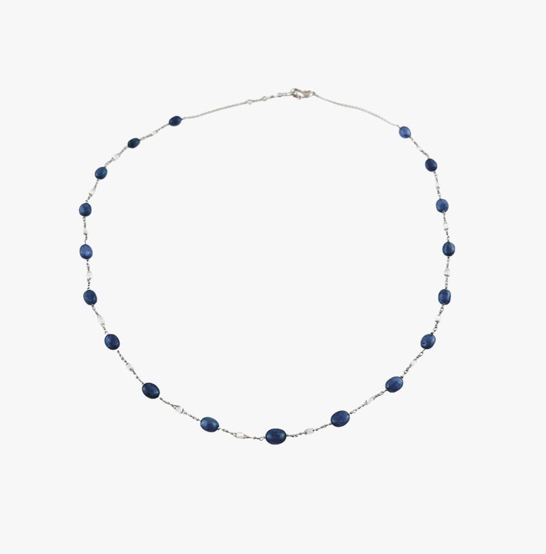 Paul Morelli Platinum Briolette Diamond and Sapphire Necklace For Sale ...