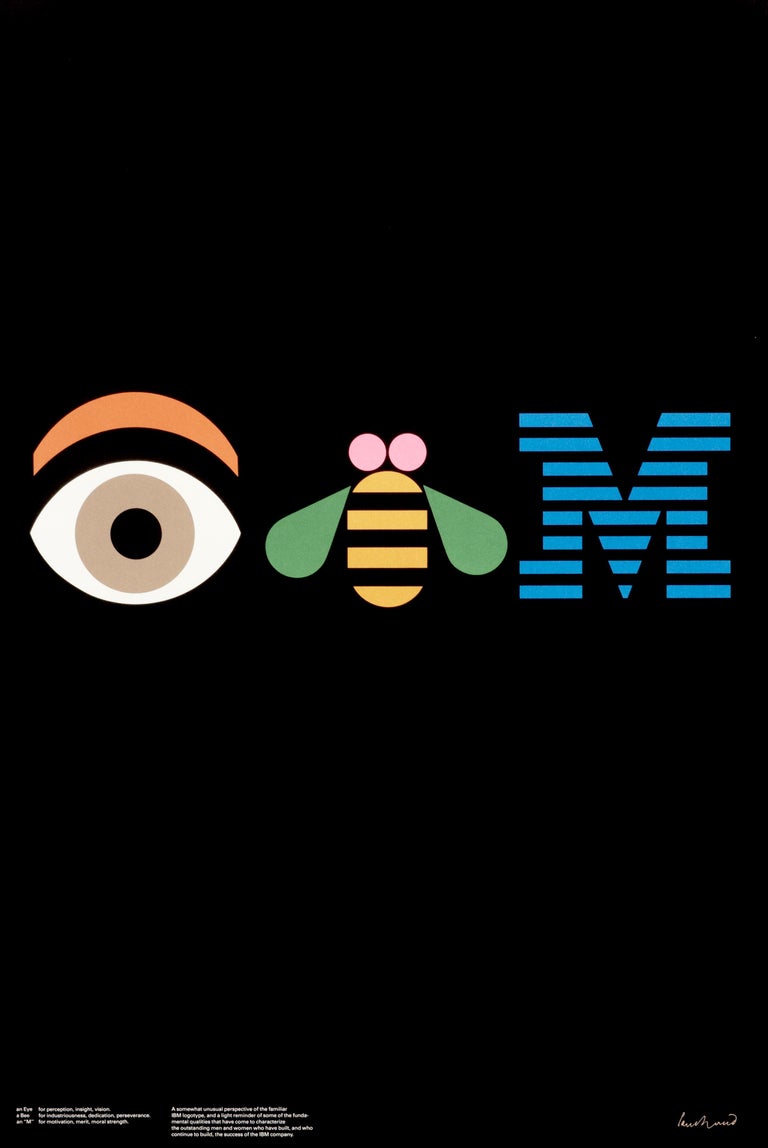 Paul Rand - "IBM (rebus - 1st Printing)" Technology Design Original ...