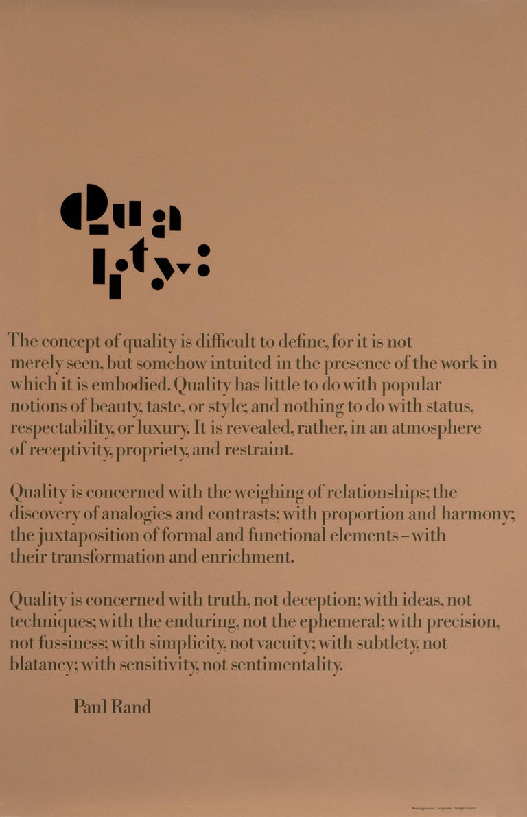 Paul Rand - "Quality," Paul Rand Typographic Design Original Vintage ...