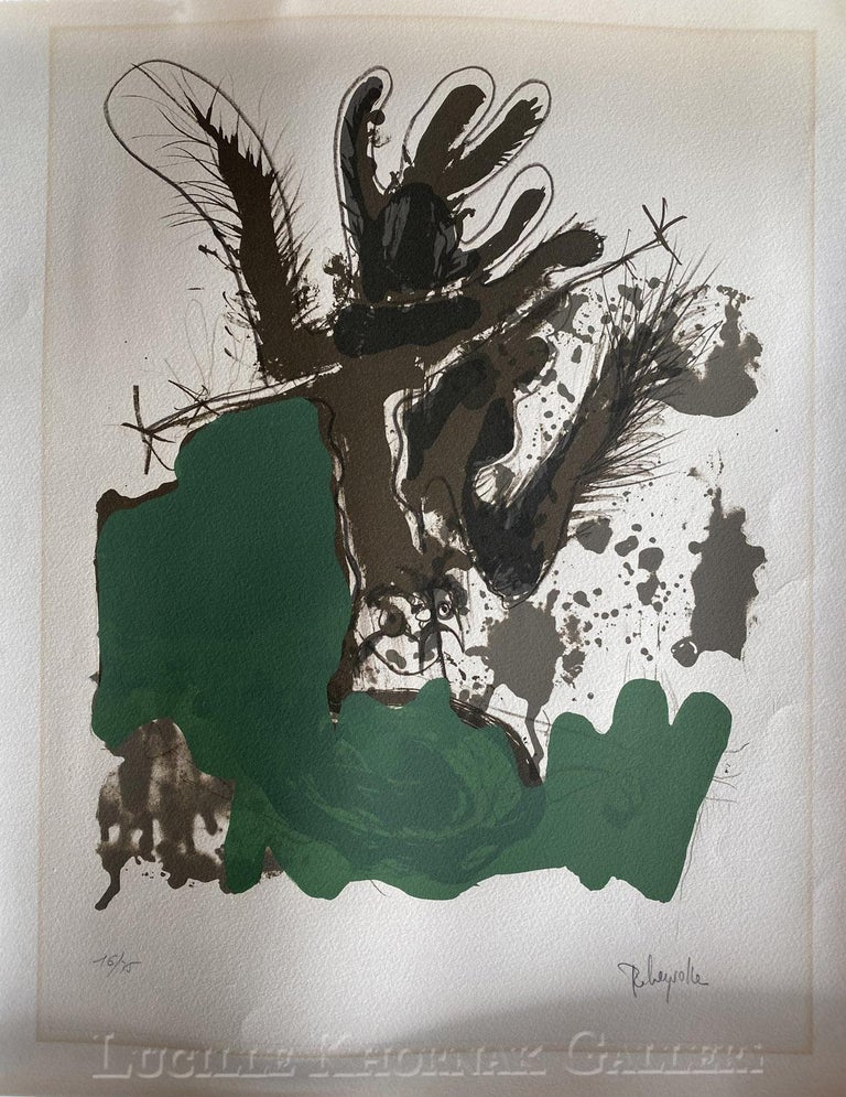 Paul Rebeyrolle - (Abstract bird - Green, Black and Brown) For Sale at ...