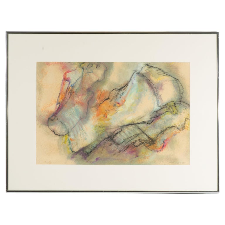 Paul Reed 1975 Signed Abstract Chalk Pastel Drawing For Sale at 1stDibs