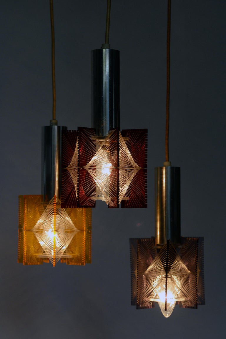 Paul Secon Colored Pendant Lights, 1960s at 1stDibs