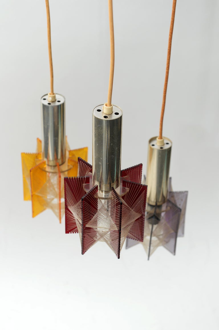 Paul Secon Colored Pendant Lights, 1960s at 1stDibs