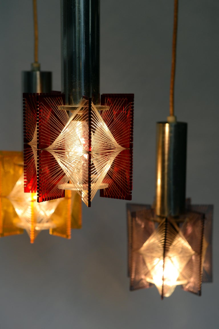 Paul Secon Colored Pendant Lights, 1960s at 1stDibs