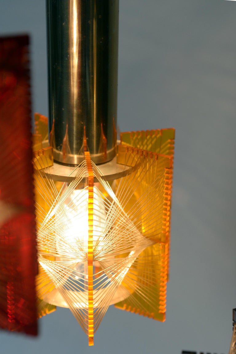 Paul Secon Colored Pendant Lights, 1960s at 1stDibs