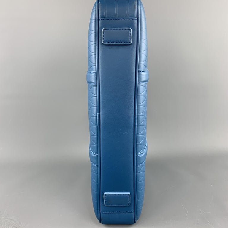 PAUL SMITH Blue Pattern Embossed Textured Leather Briefcase Bag at ...
