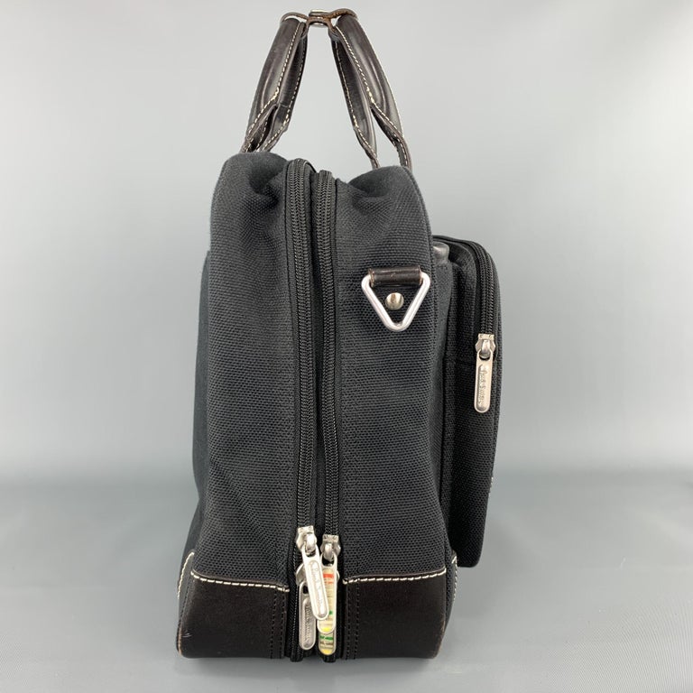 PAUL SMITH Contrast Stitch Black Canvas Leather Trim Work Bag For Sale ...