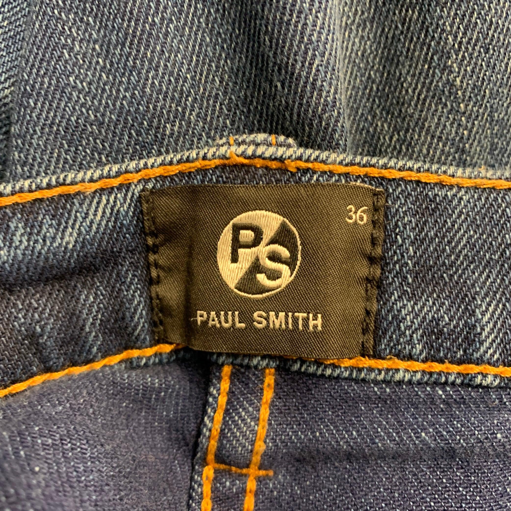 PAUL SMITH Size 36 Blue Cotton Polyurethane 5 Pocket Jeans For Sale at 1stDibs