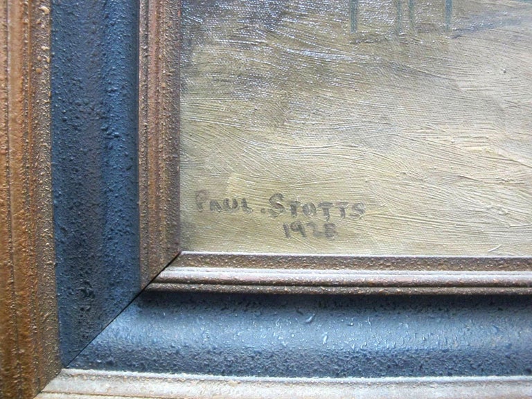 Paul Stotts circa 1928 Signed Original Coastal Trees Oil Painting Woman and Child For Sale at ...