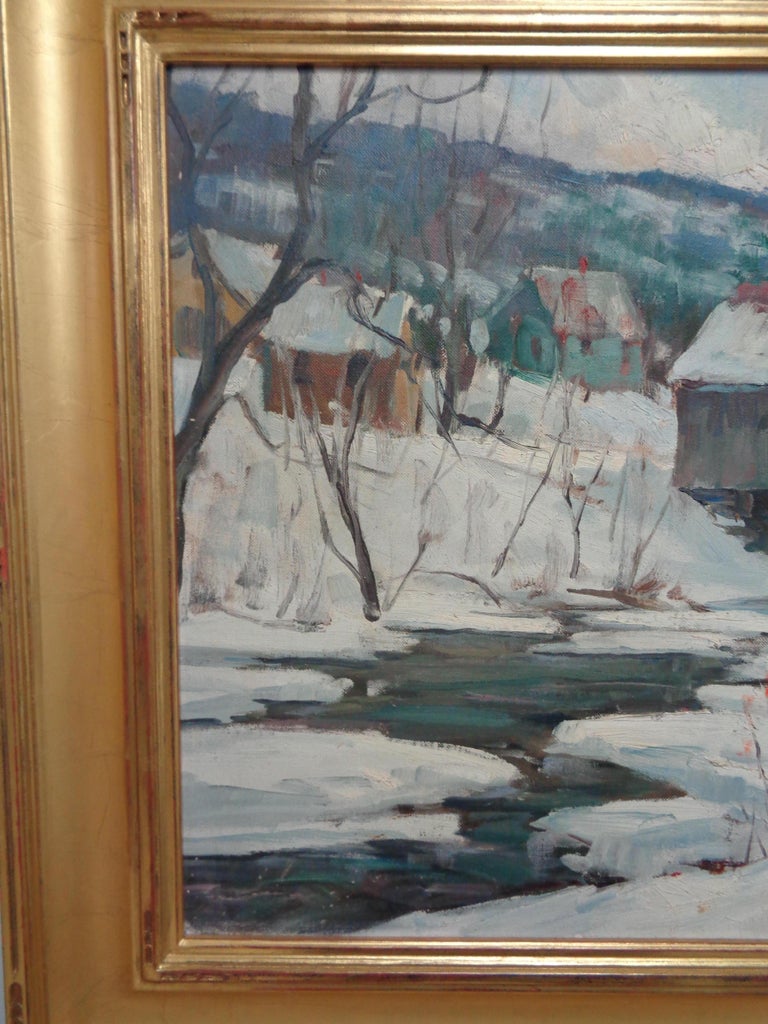 Paul Strisik - Rockport Artist Paul Strisik Winter Covered Bridge Oil ...