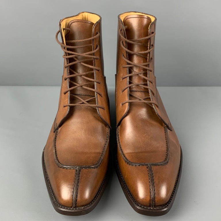 PAUL STUART Size 11 Brown Antique Leather Split Toe Boots For Sale at ...