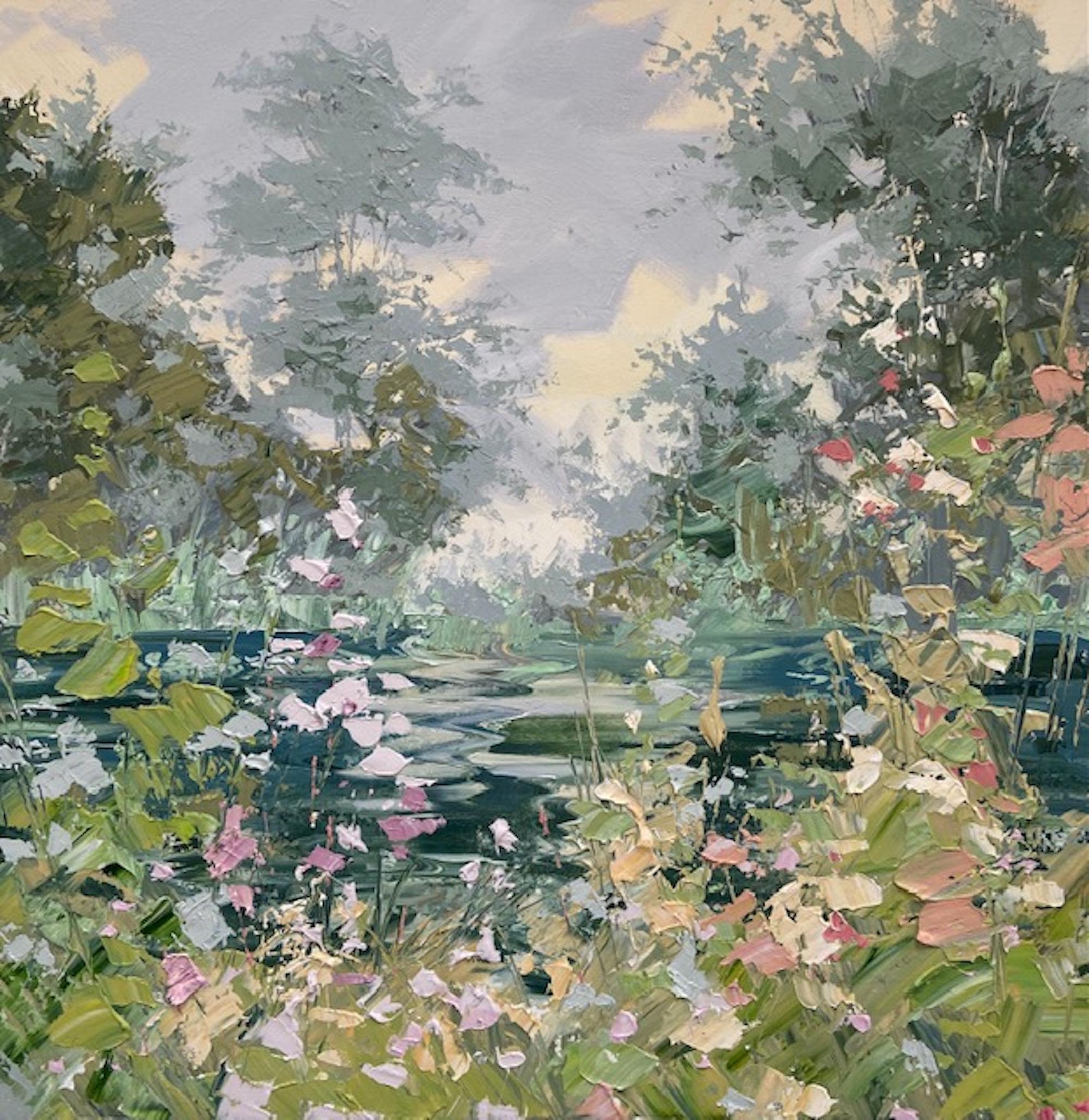 Paul Treasure - Garden Time abstract landscape painting at 1stDibs