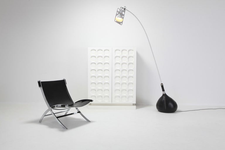Paul Tuttle for Flexform lounge chair in chrome and black leather at ...