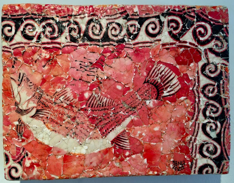 Paul Wirhun - Batiked Eggshell Collage on Found Wood: 'Striped Bass ...