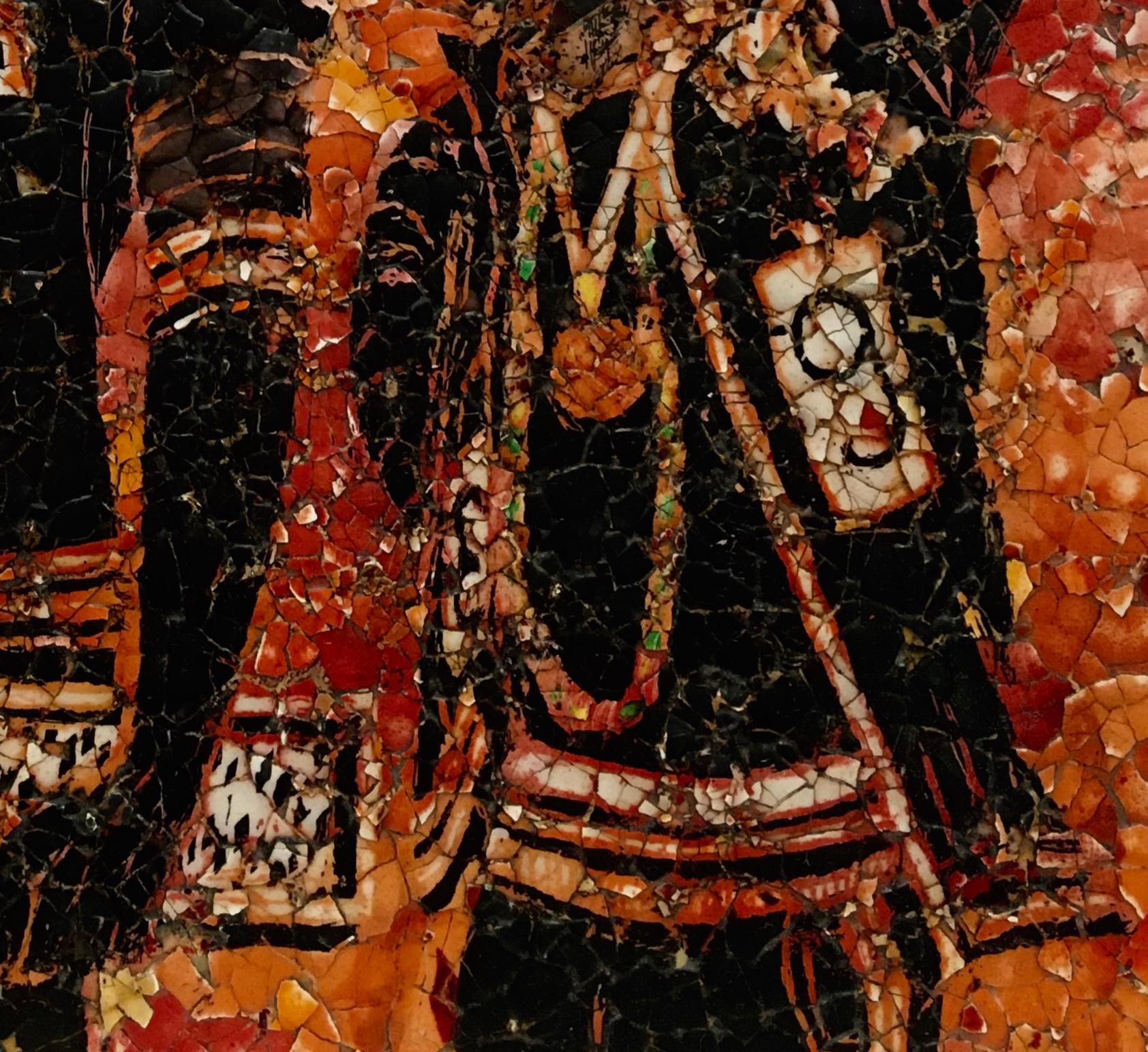 Paul Wirhun - Batiked Eggshell Collage on Wood: 'Tommie Smith/John ...