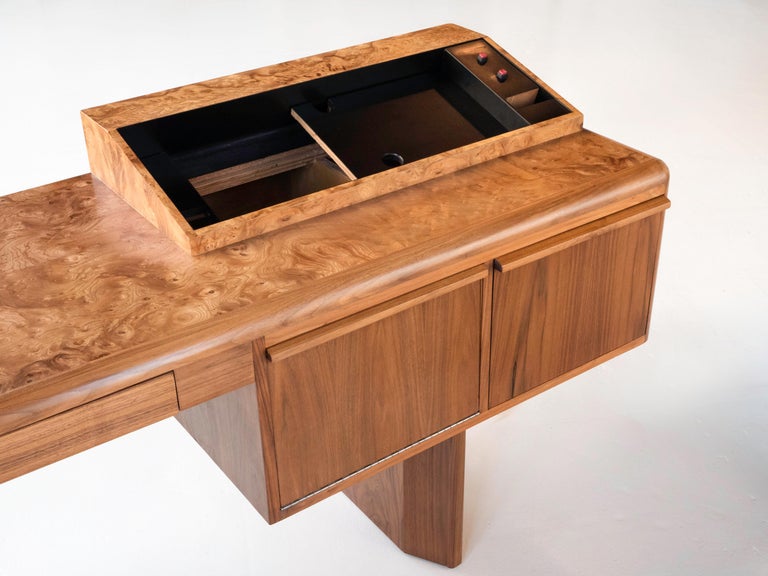 Paul Zell Electronic Studio Sound Desk in Walnut and Burlwood, California, 1978 For Sale at 1stDibs