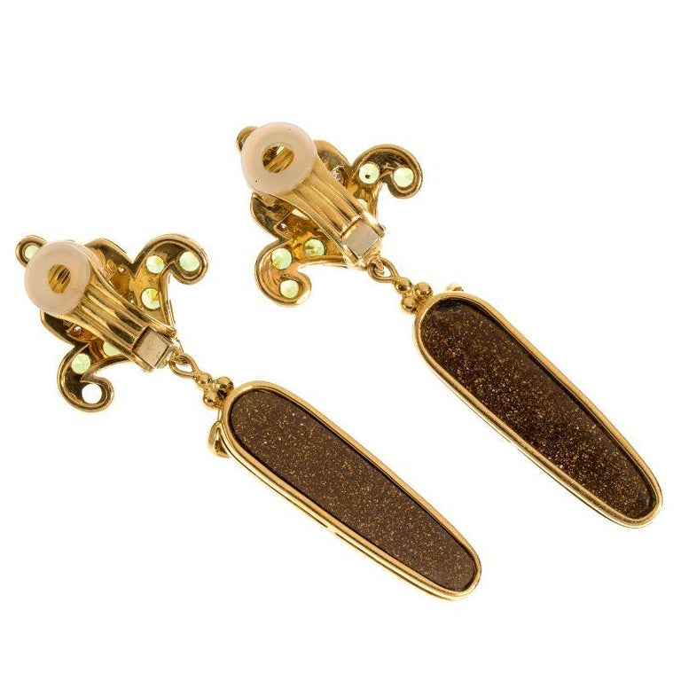 Paula Crevoshay 18k Yellow Gold and Opal Gemstone Clip-on Earrings For ...