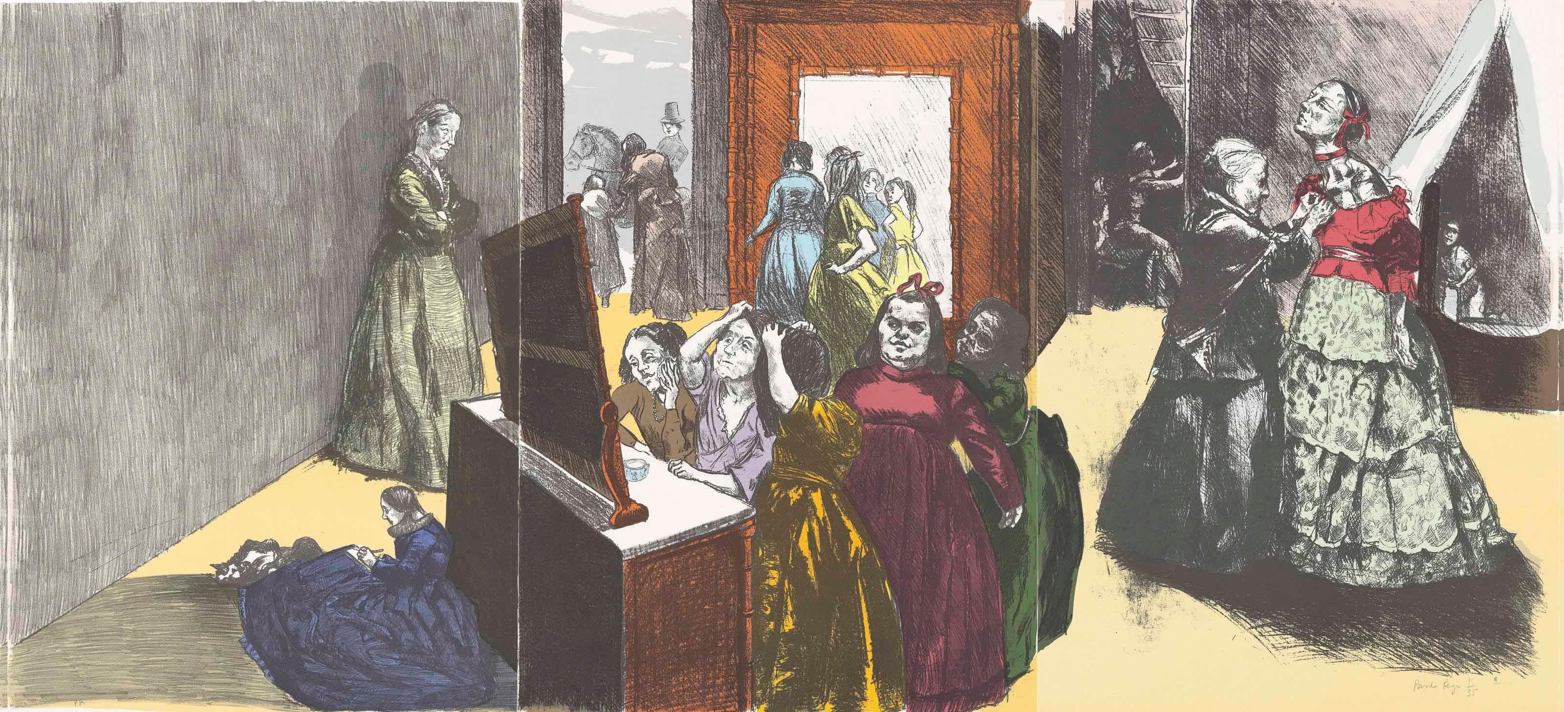 Paula Rego - Getting Ready for the Ball -- Triptych, Lithograph ...