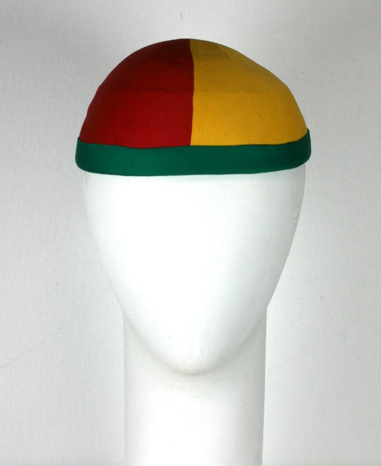 Paulette for Claude Montana Tri Color Couture Cap For Sale at 1stDibs