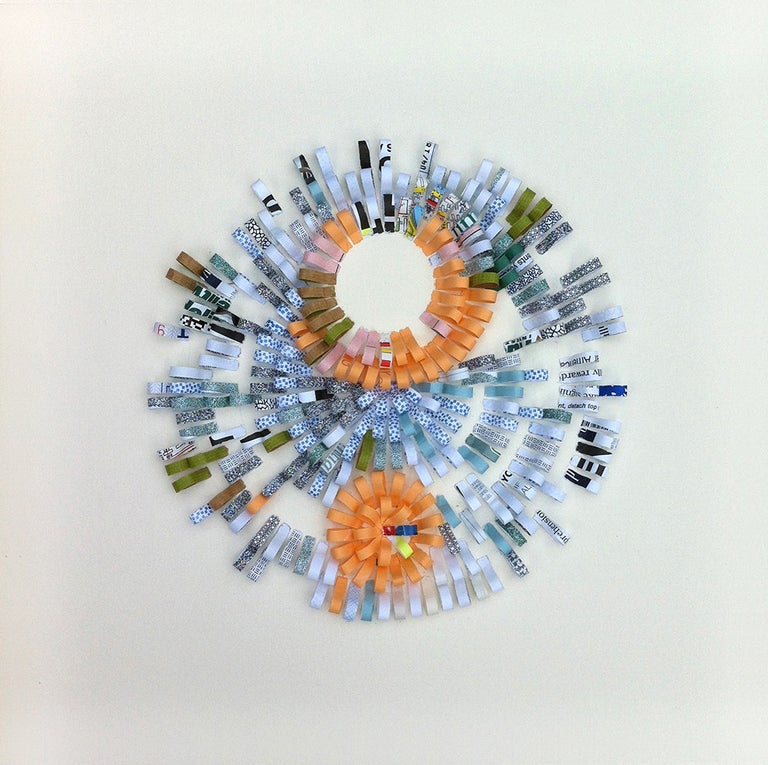 Pauline Galiana - Shredded #43- Blue orange abstract circle collage ...