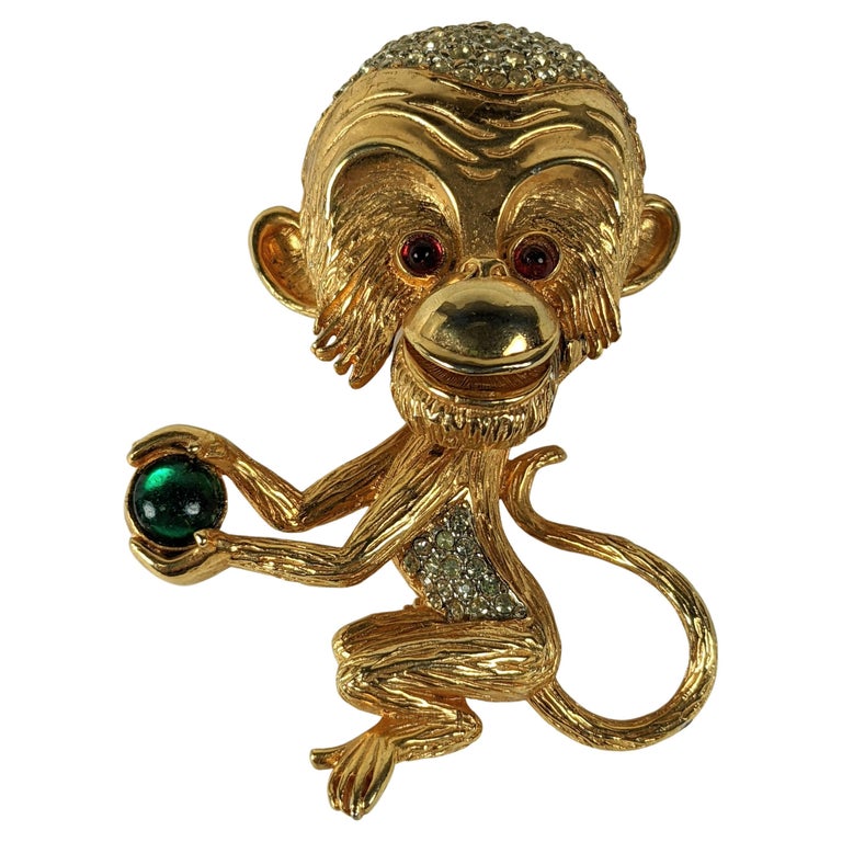 Pauline Rader Chattering Monkey Brooch For Sale at 1stDibs