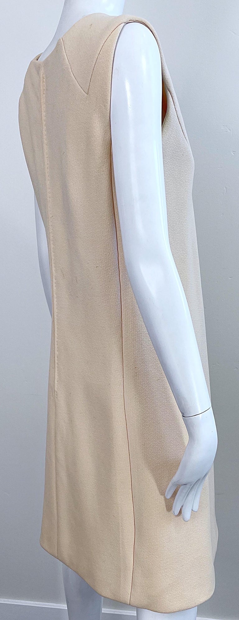Pauline Trigere 1960s Ivory Off White Sleeveless Vintage Wool A - Line ...