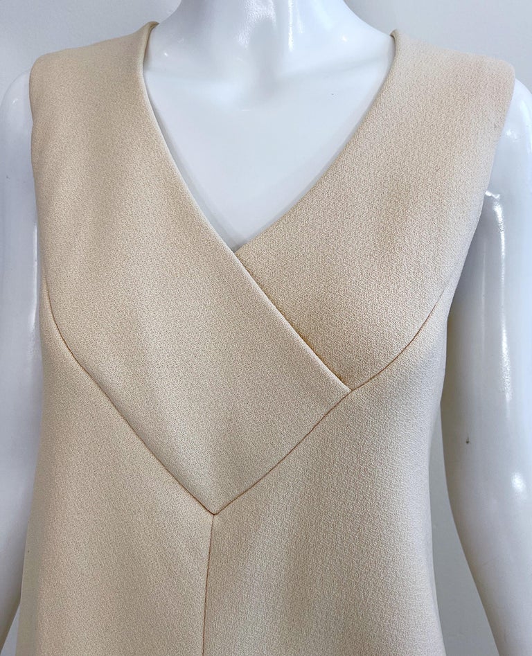 Pauline Trigere 1960s Ivory Off White Sleeveless Vintage Wool A - Line ...