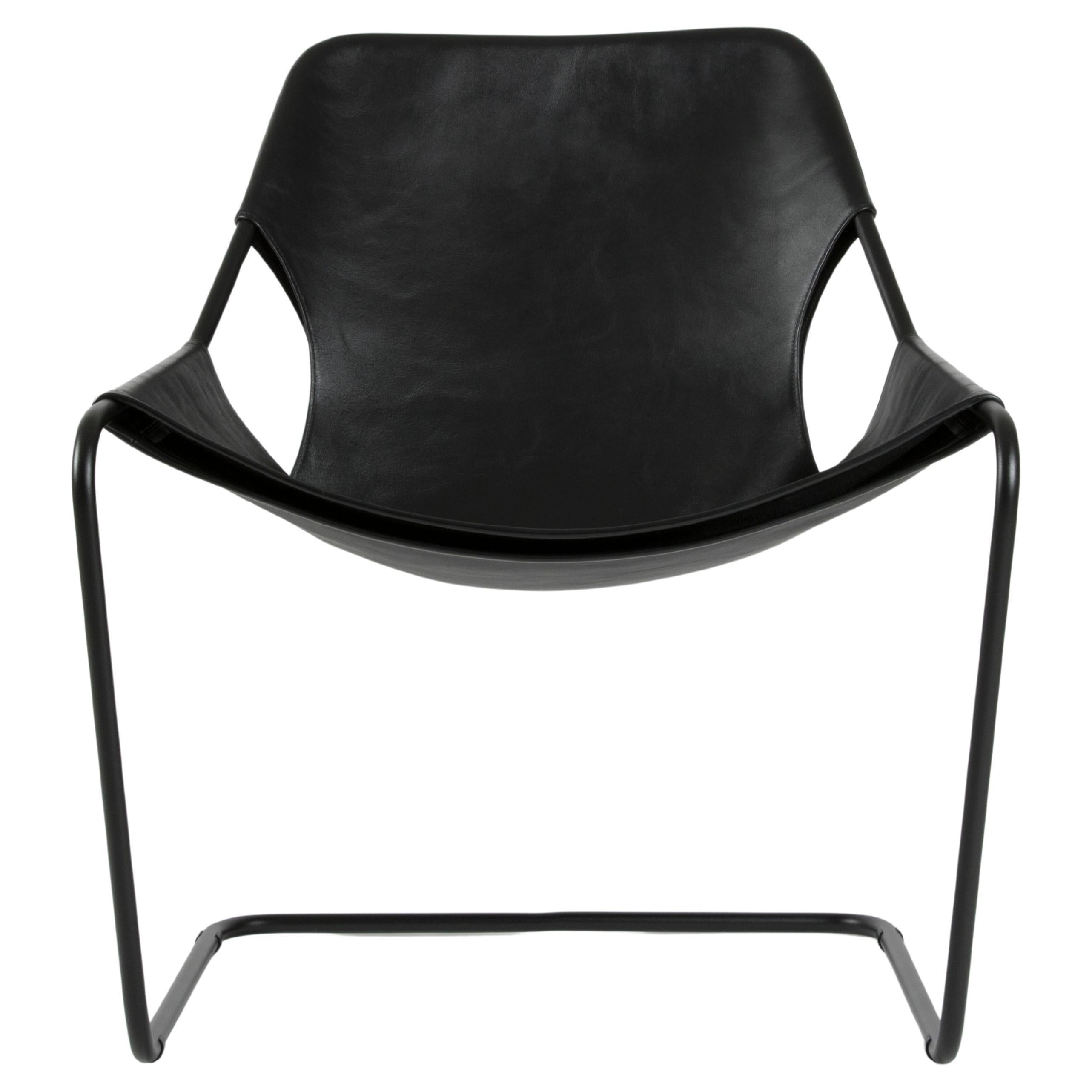 Paulistano Black Matt Leather And Black Steel Chair by Objekto For Sale ...