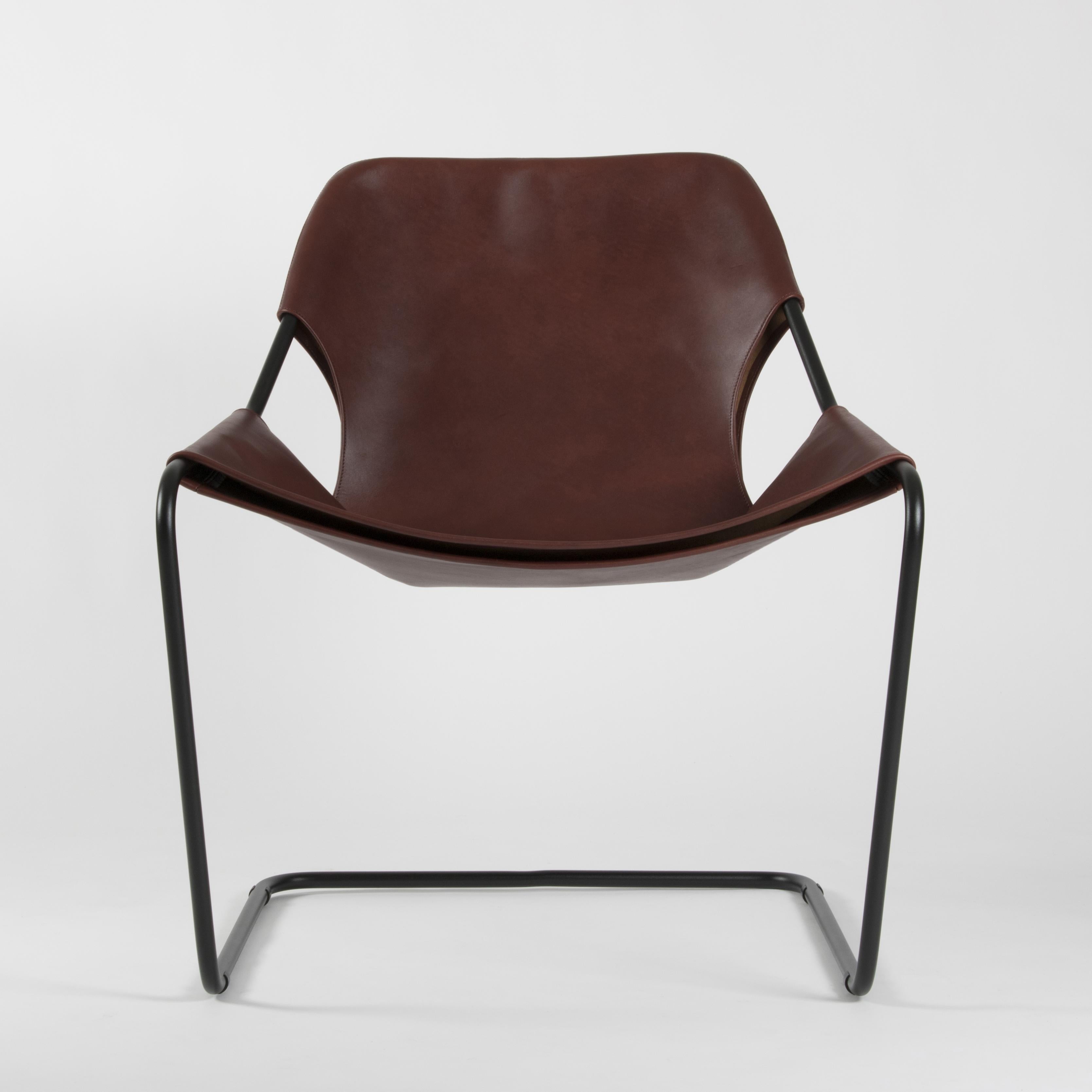 Paulistano Black Matt Leather And Black Steel Chair by Objekto For Sale ...