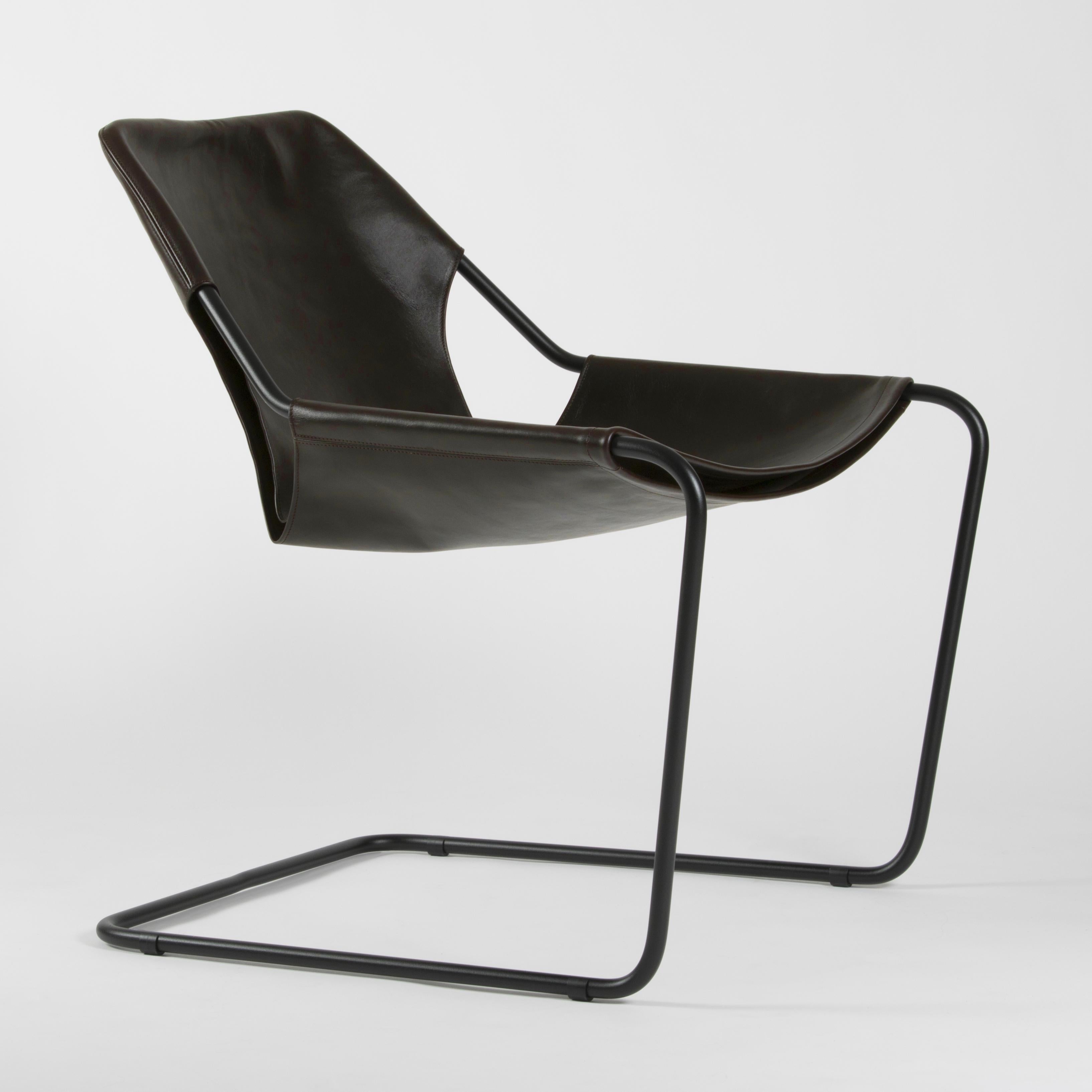 Paulistano Black Matt Leather And Black Steel Chair by Objekto For Sale ...