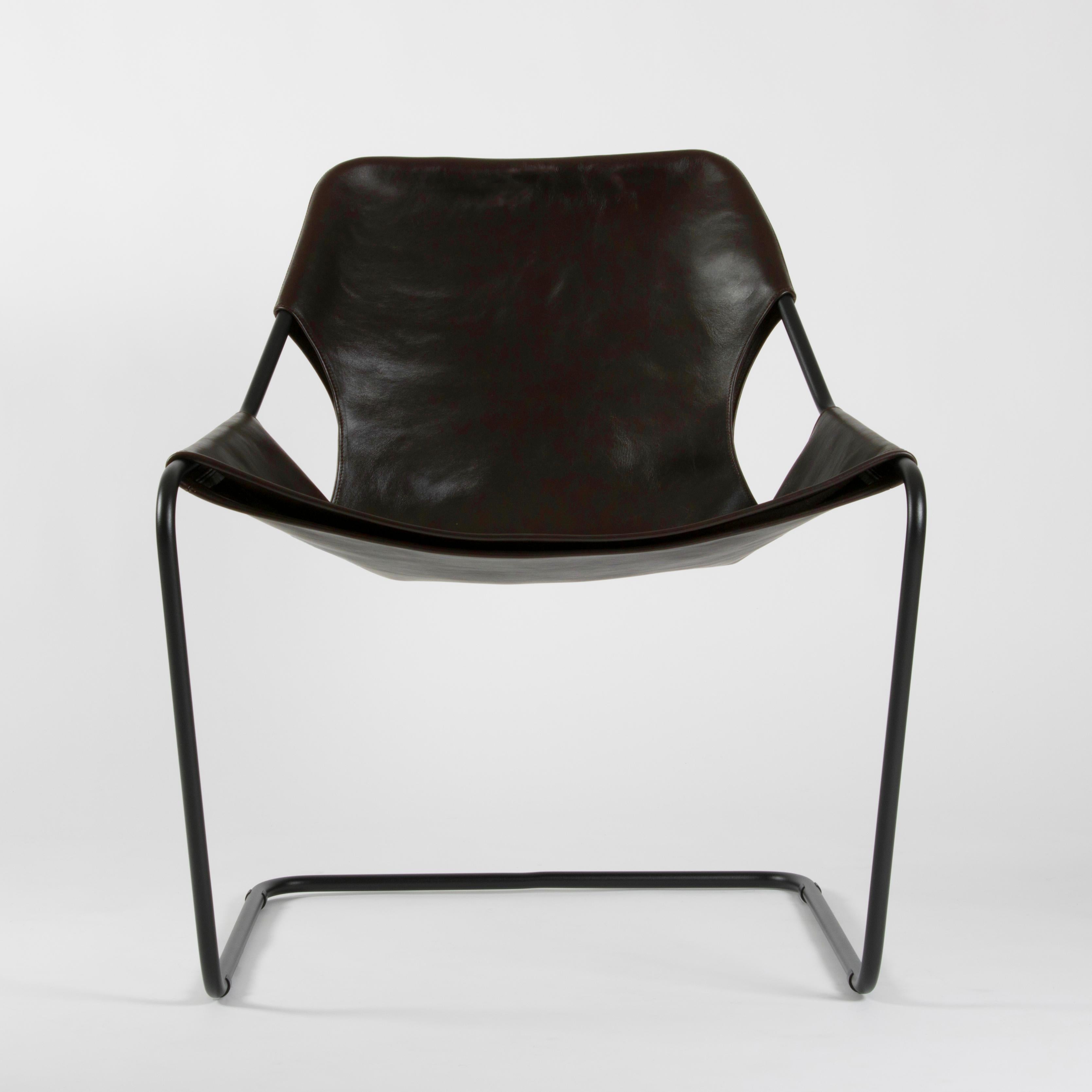 Paulistano Black Matt Leather And Black Steel Chair by Objekto For Sale ...