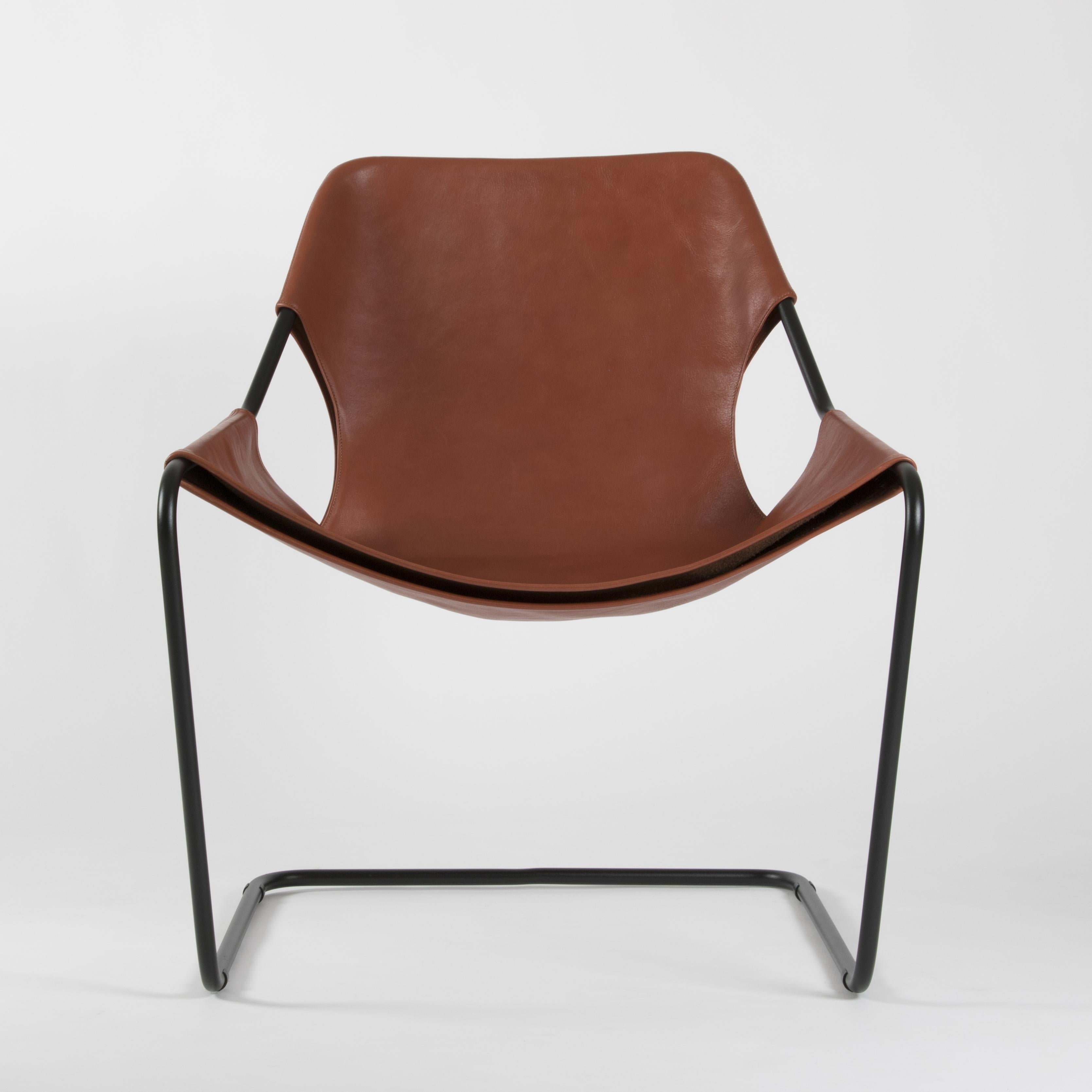 Paulistano Black Matt Leather And Black Steel Chair by Objekto For Sale ...