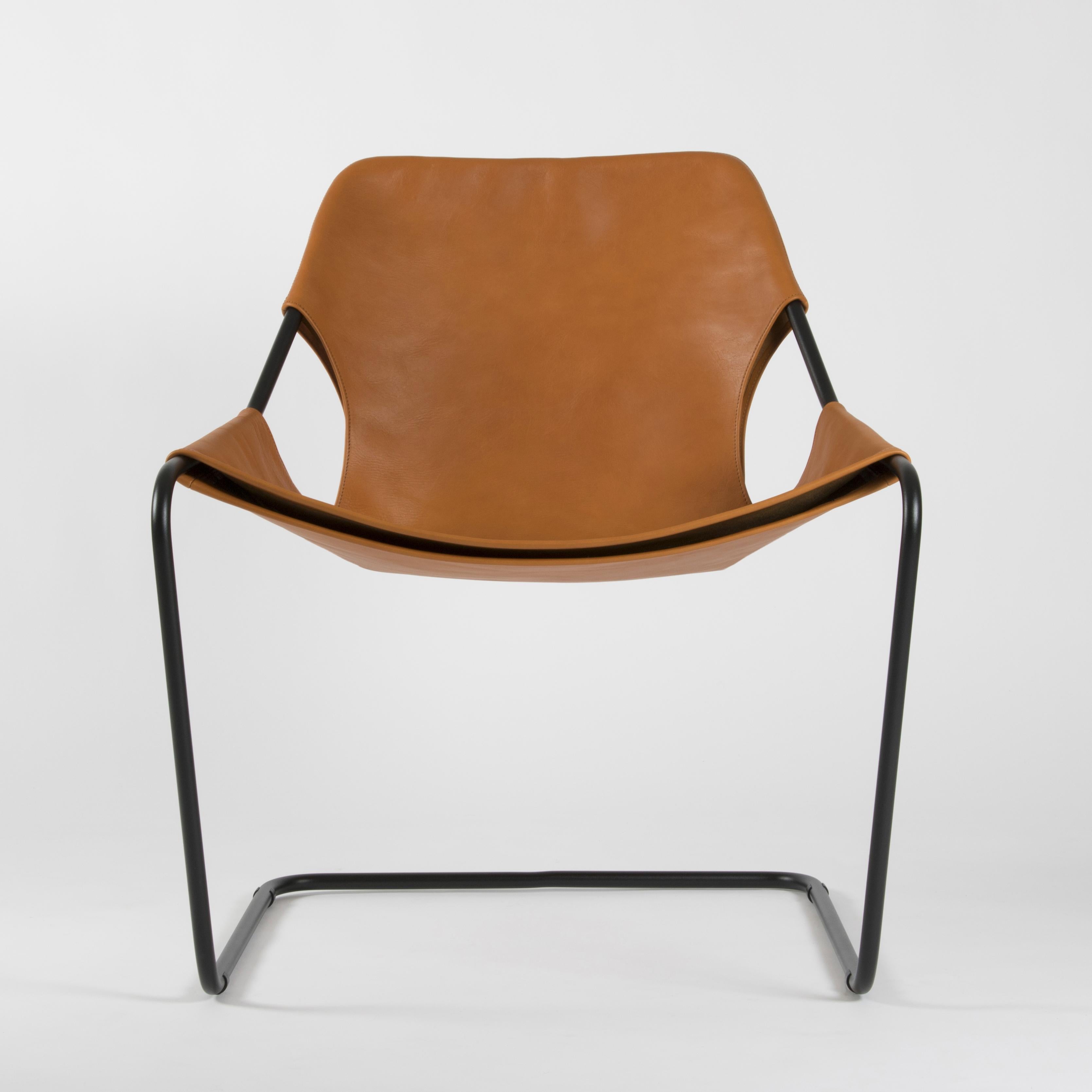 Paulistano Black Matt Leather And Black Steel Chair by Objekto For Sale ...