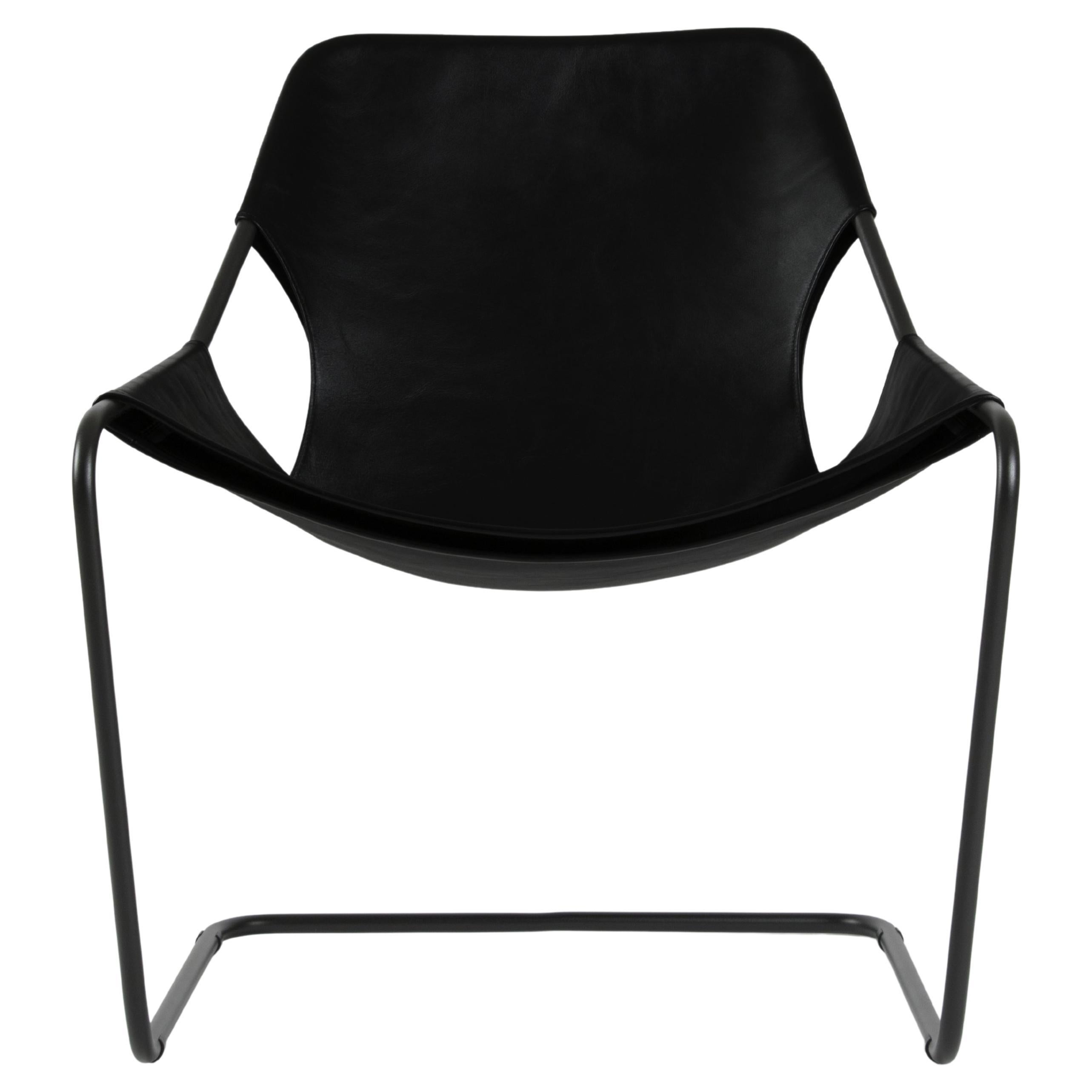 Paulistano Black Matt Leather And Black Steel Chair by Objekto For Sale ...
