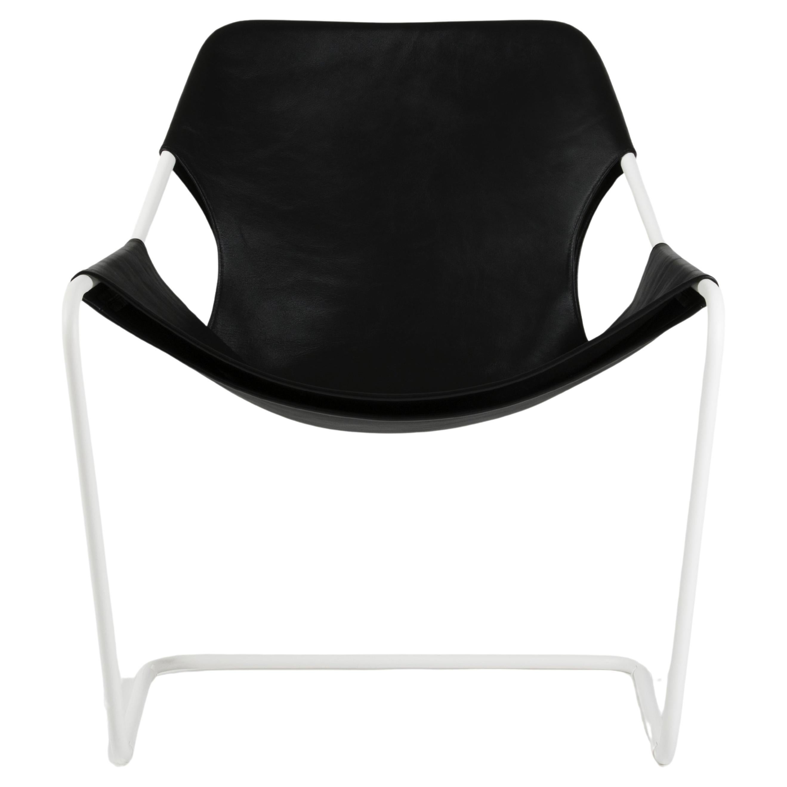 Paulistano Black Matt Leather And Black Steel Chair by Objekto For Sale ...
