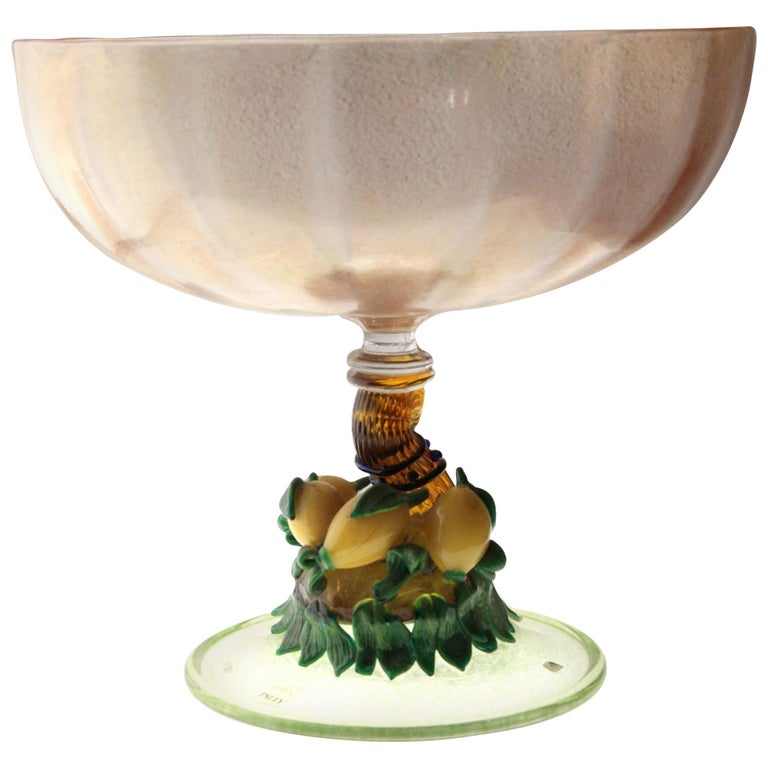 Pauly Venice Cornucopia Footed Bowl, Murano Glass, Gold Leaf ...