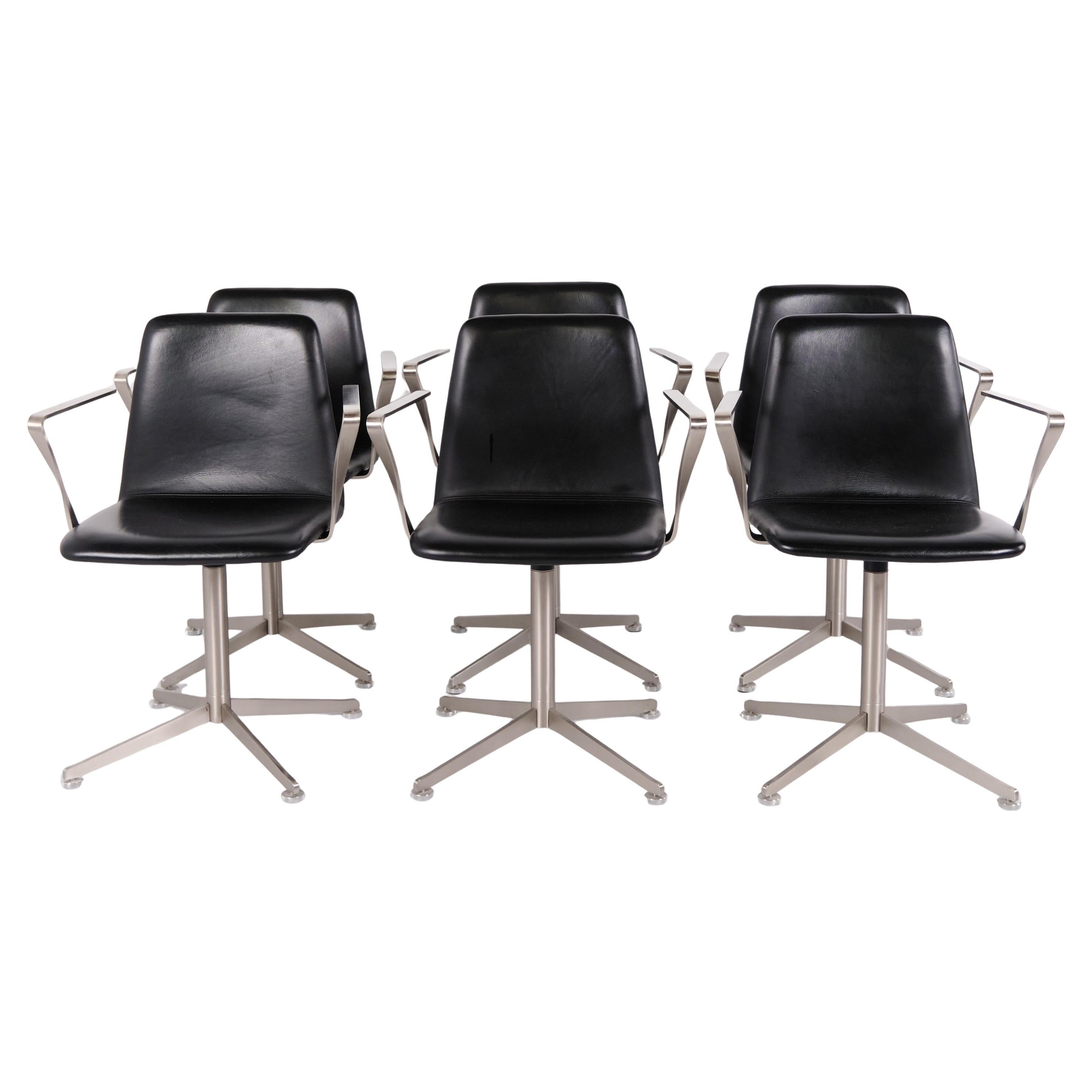 Paustian Spinal 44 Conference Chairs in Black Leather, Set of 6, Danish ...